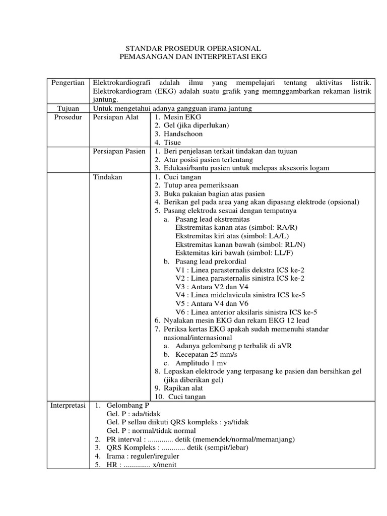 SPO Pemasangan Dan Interpretasi EKG | PDF