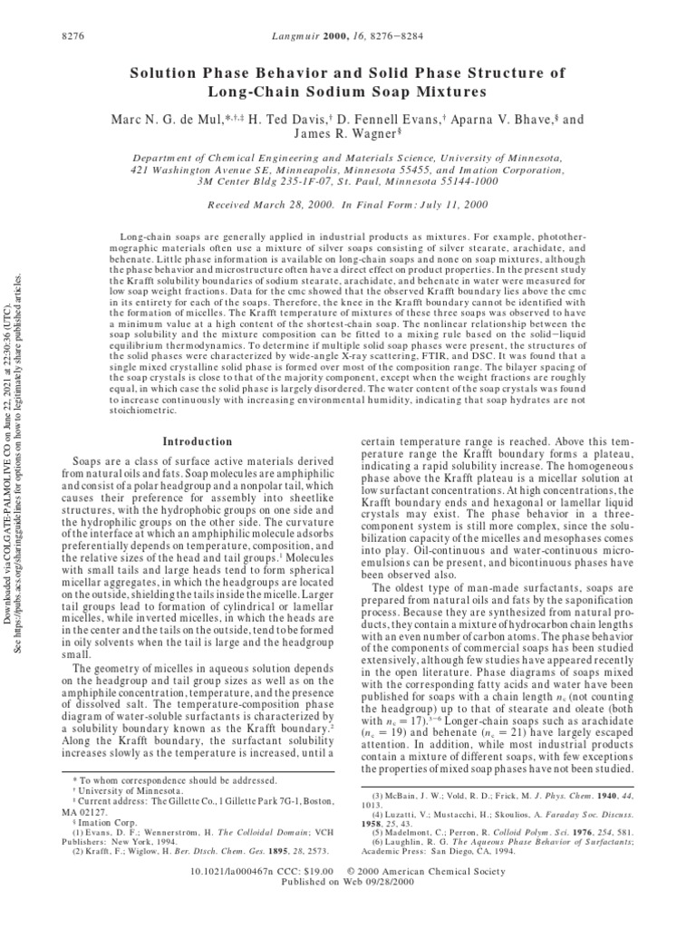 Soap Phase Behavior | PDF | Phase (Matter) | Solubility