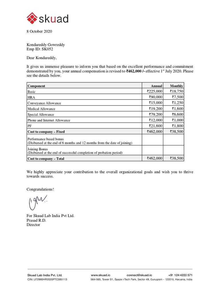 Salary Increment Notification Letter | PDF