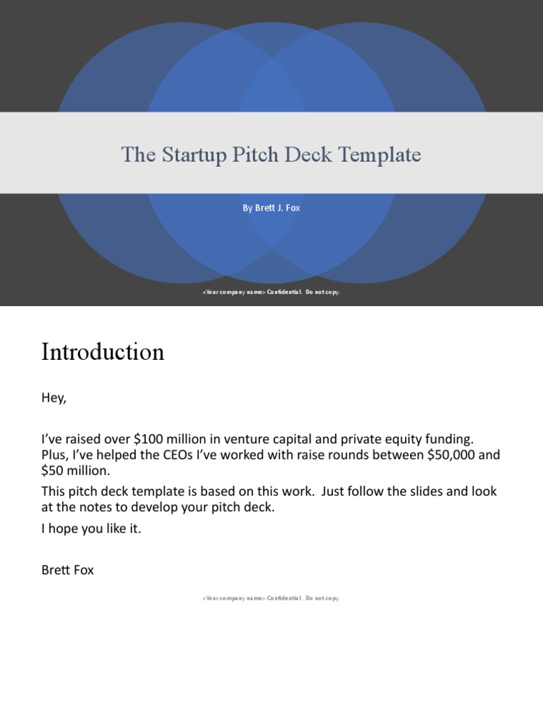 Here S Your Startup Pitch Deck Template Pdf Startup Company Small
