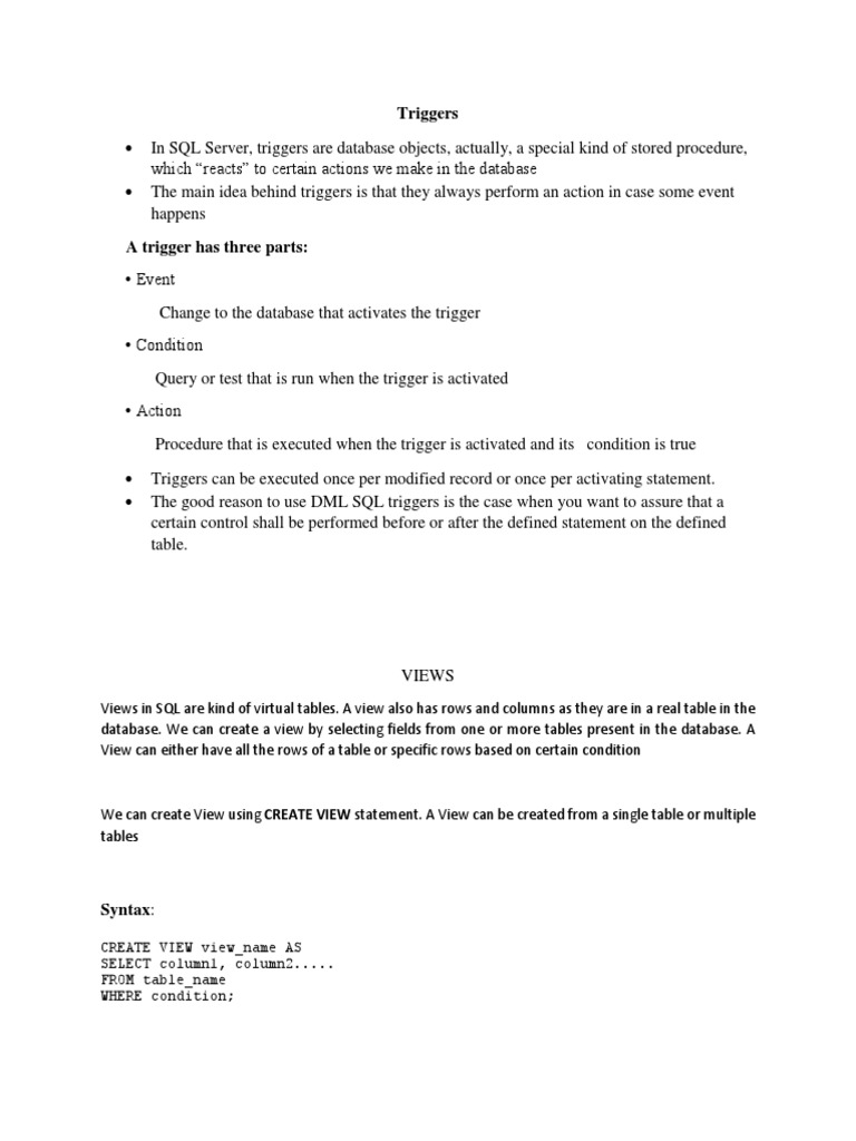 Triggers Views Pdf
