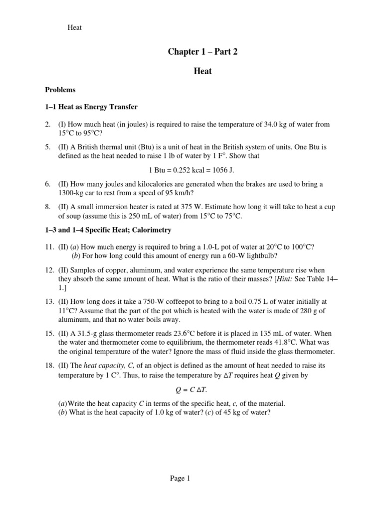 TUTORIAL CH 1 - Part 2 | PDF | Heat | Heat Capacity