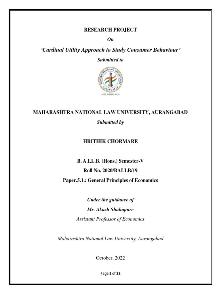 Cardinal Utility Analysis of Consumer Behavior: An In-Depth Study of ...