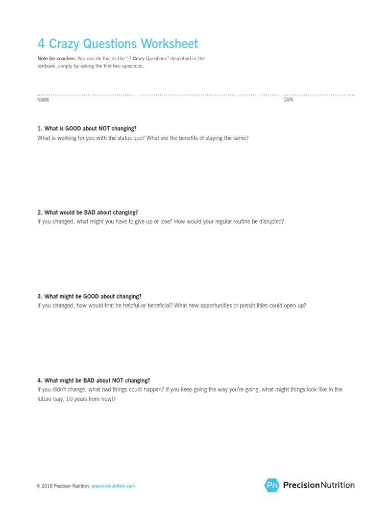 4 Crazy Questions Worksheet FF 1 PDF | PDF