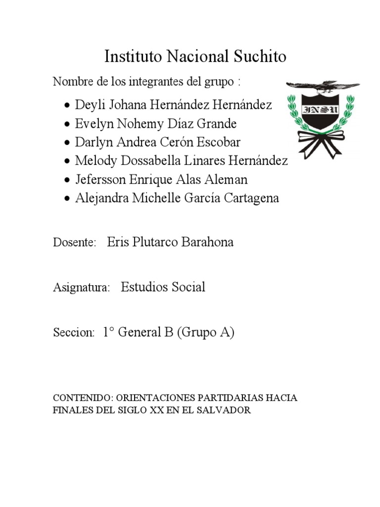 Instituto Nacional Suchito | PDF