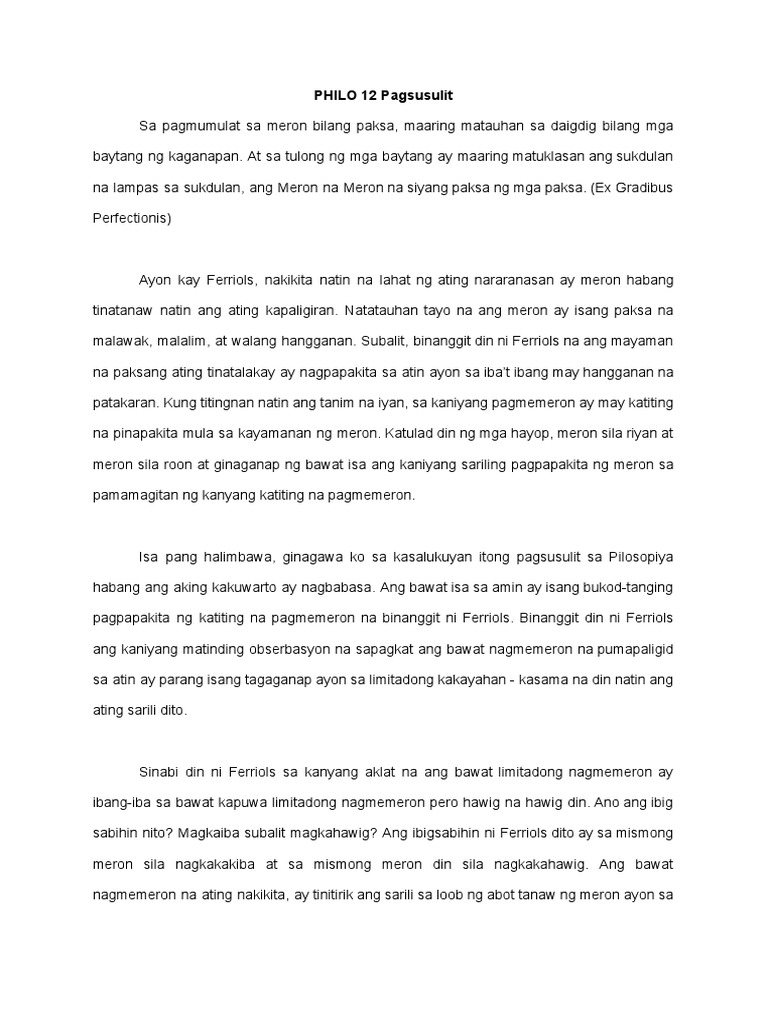 PHILO 12 Pagsusulit | PDF