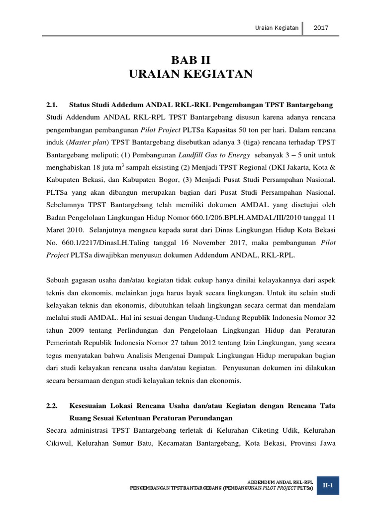 BAB 2 - Uraian Kegiatan - PLTSA - Rev4 (Repaired) PDF | PDF