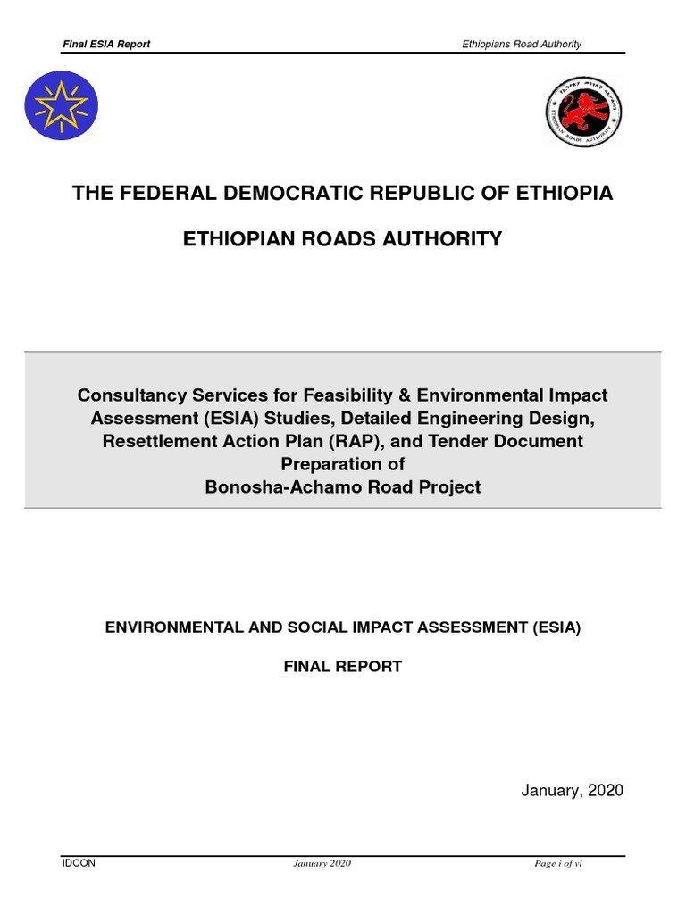 Final ESIA Report Bonosha-Achamo | PDF | Environmental Impact Assessment | Ethiopia