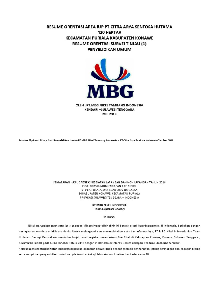 Eksplorasi Nikel PT MBG di Konawe | PDF