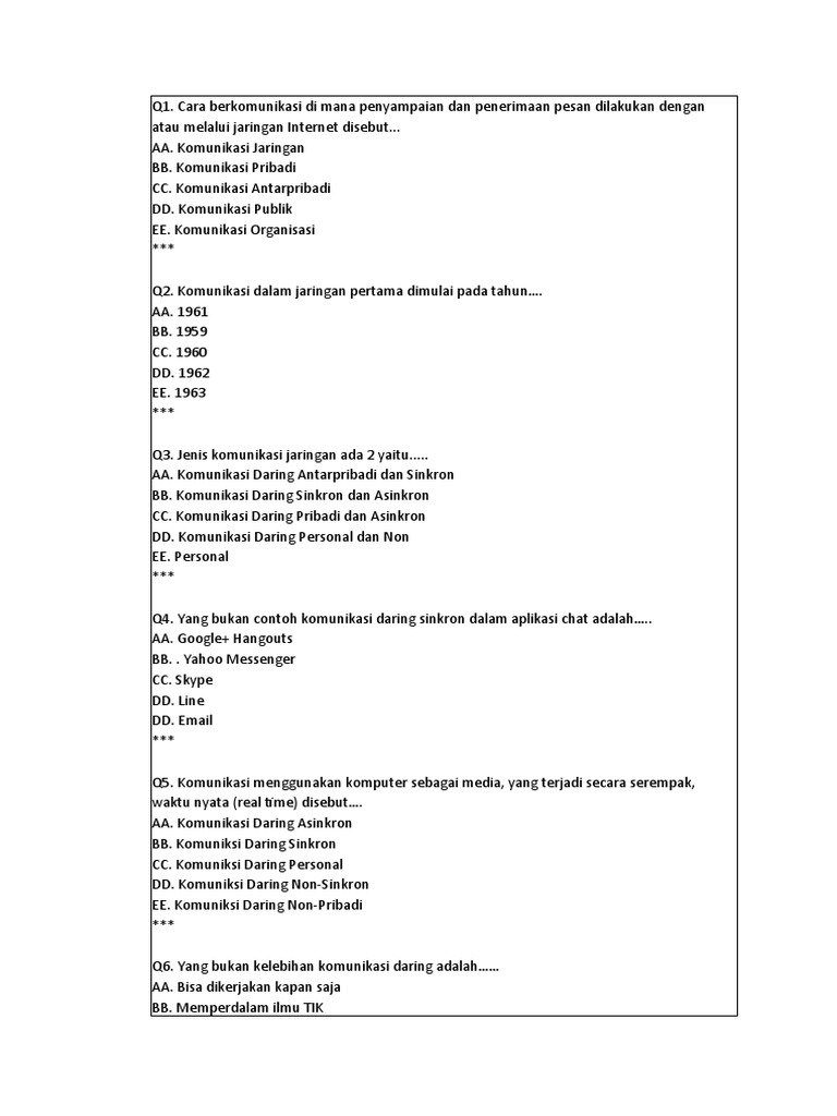 CONTOH FORMAT SOAL | PDF