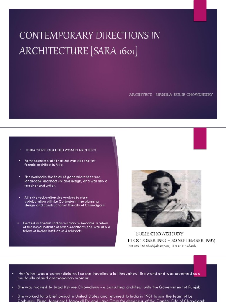 CONTEMPORARY DIRECTIONS IN ARCHITECTURE (SARA 1601) - Saileela | PDF