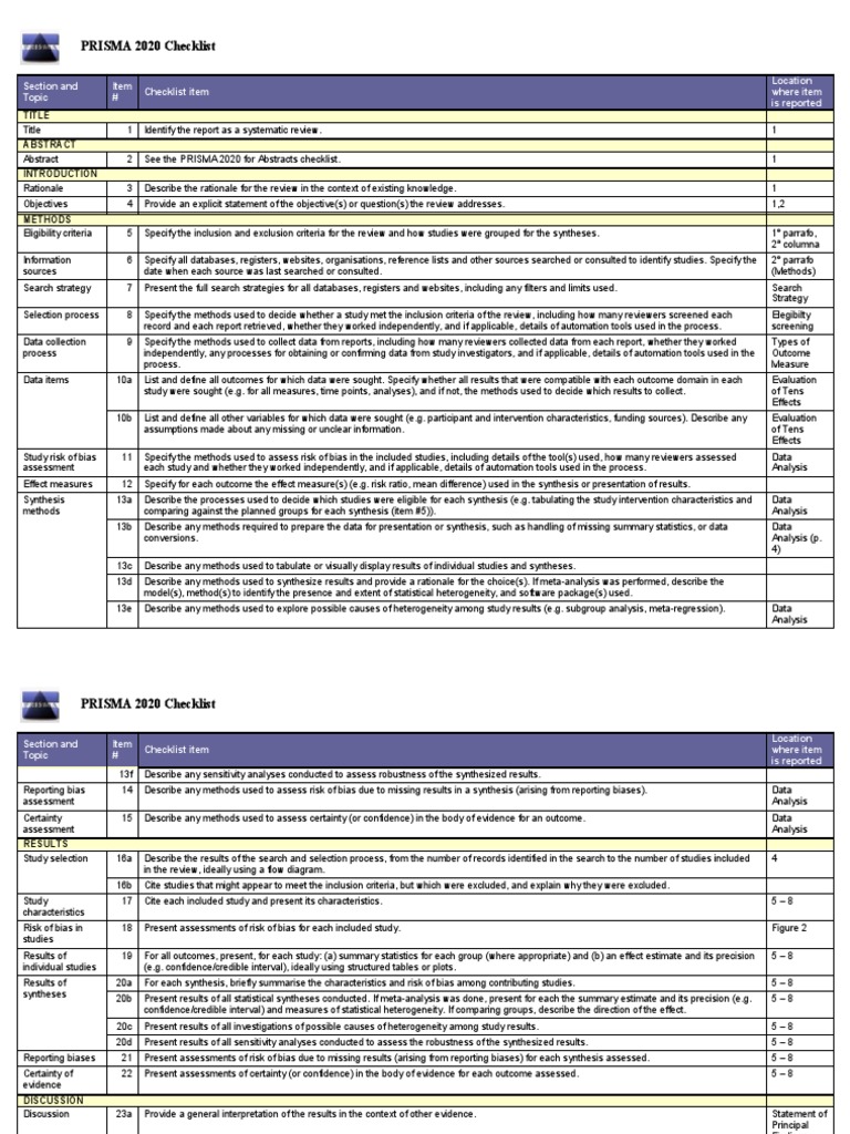 PRISMA 2020 Checklist AlvaroMartin | PDF | Meta Analysis | Systematic ...
