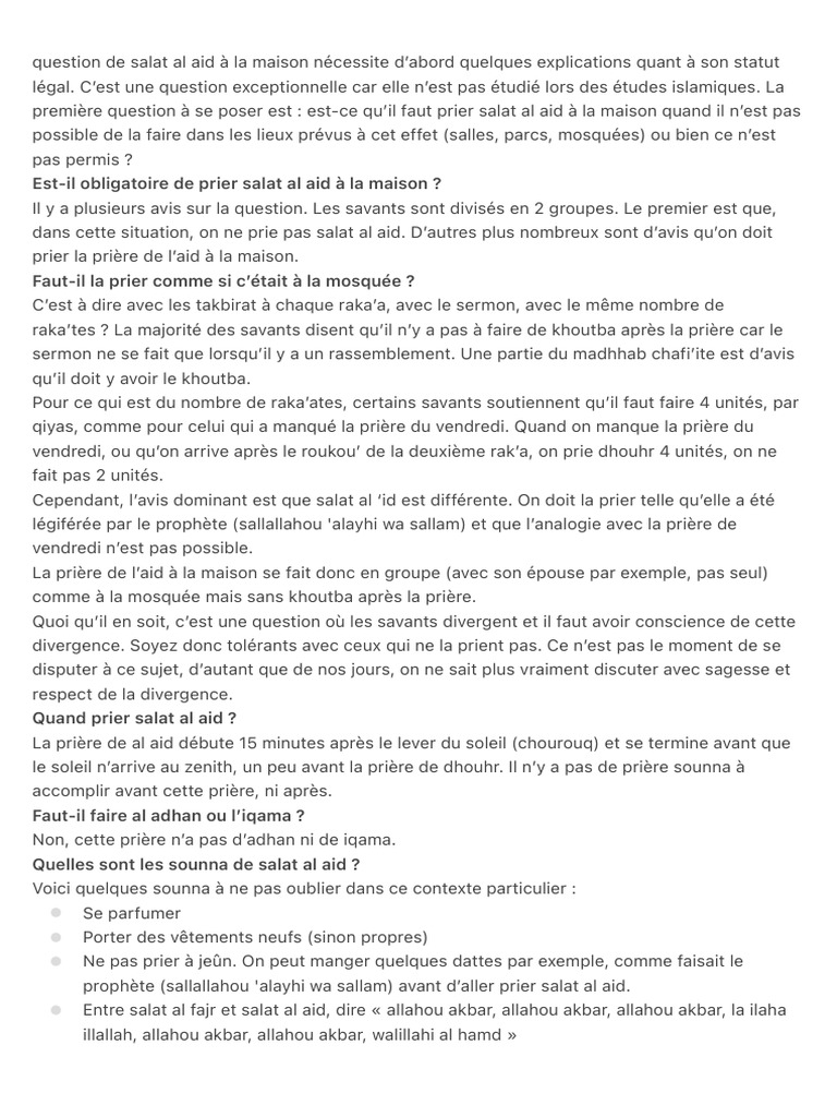Prier Salat al Aid à la Maison | PDF | Développement personnel ...