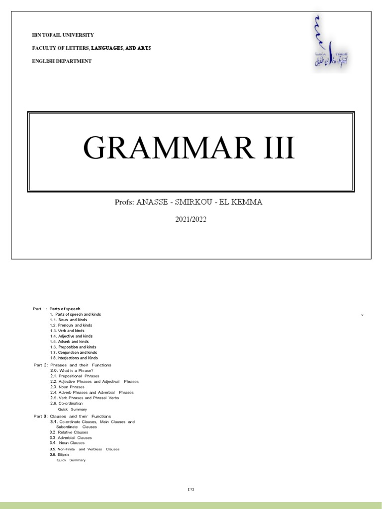 Grammar 3 PDF | PDF | Part Of Speech | Adverb
