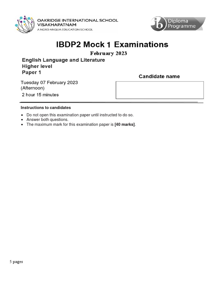 ELL Paper 1 Mock 1 HL QP PDF | PDF | Slavery | Barbecue Grill