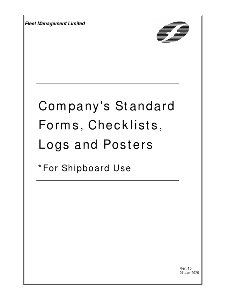 Annex 1 - Company standard forms checklists logs and posters | PDF ...