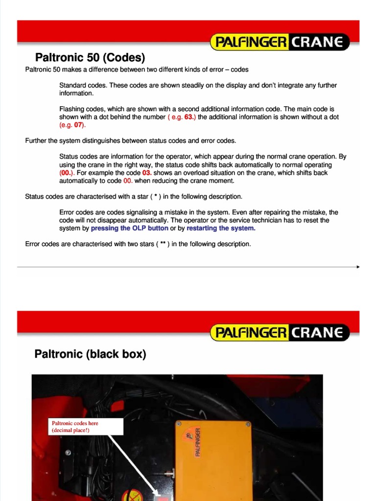 PDF Palfinger Error Codes - Compress | PDF