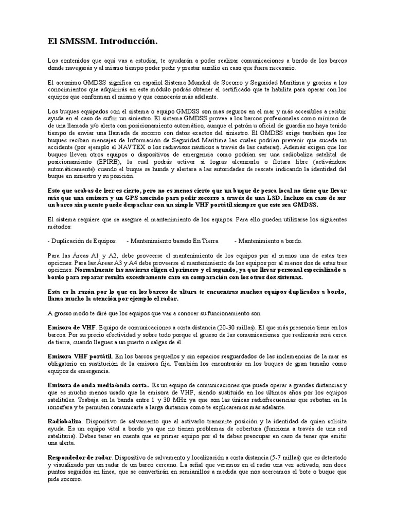 Introducción al Sistema Mundial de Socorro y Seguridad Marítima (SMSSM ...