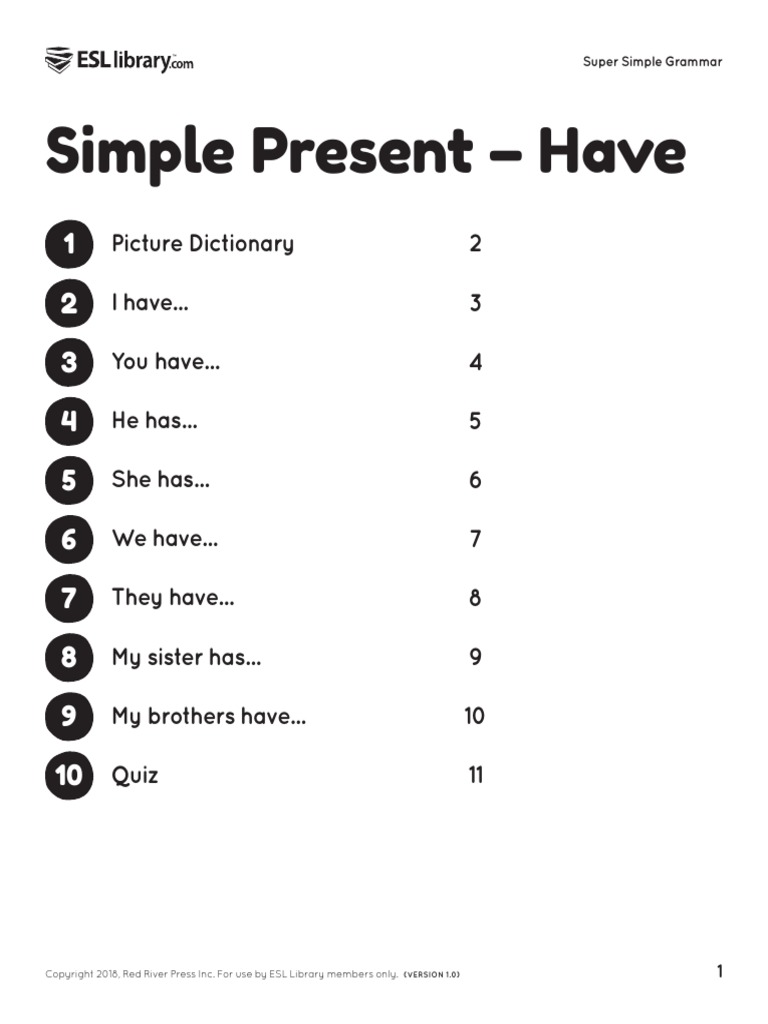 123 Simple-Present-Have US Student | PDF