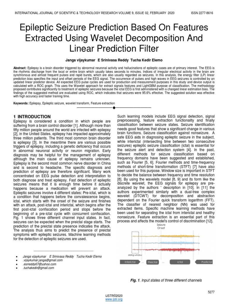 Epileptic Seizure Prediction Based On Features Extracted Using Wavelet Decomposition and Linear ...