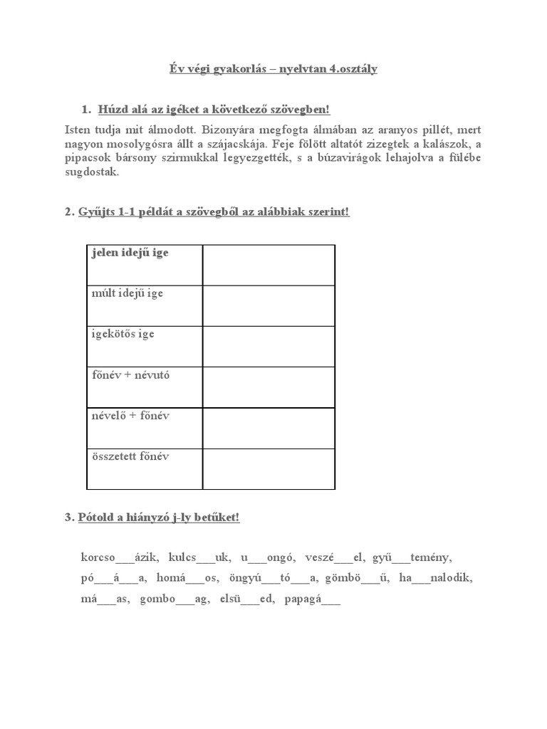 Év Végi Gyakorlás | PDF