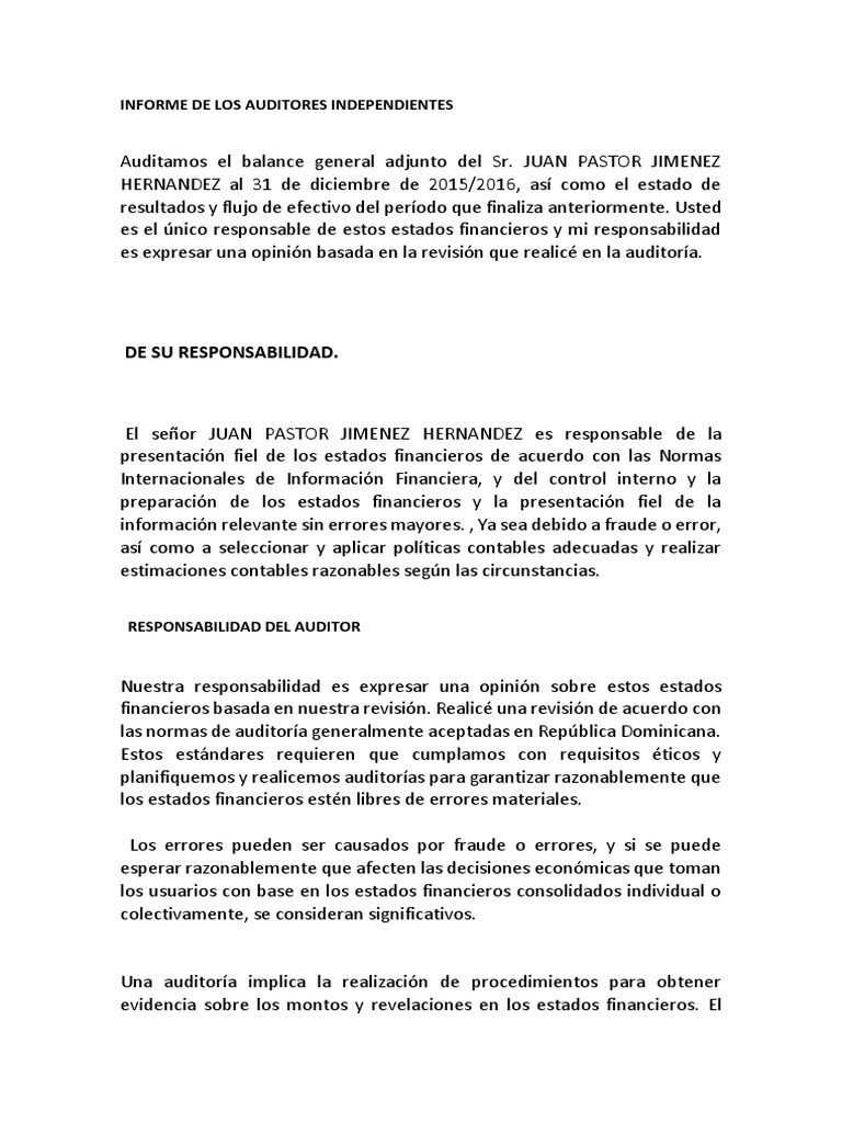 Dictame de Juan P Jimenez (Libanesa Rodriguez) | PDF | Auditoría ...