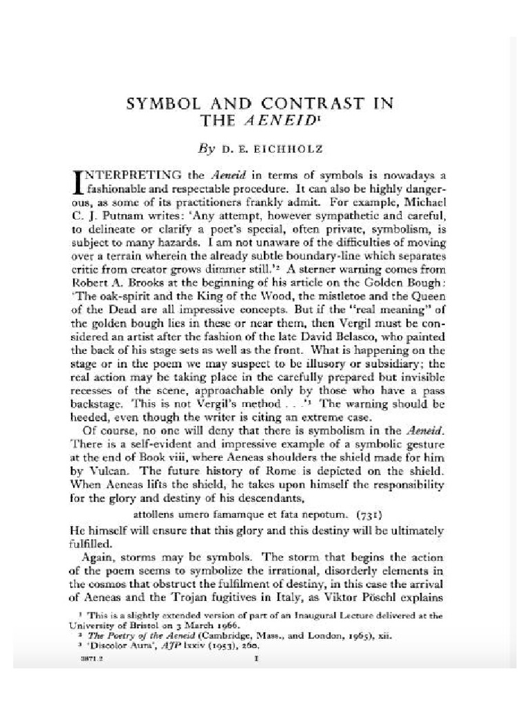 Eichlolz Symbol and Contrast in The Aeneid | PDF