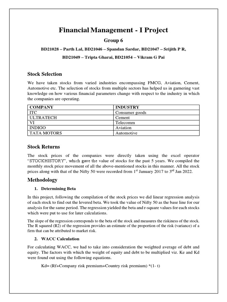 FM Project Report | PDF | Beta (Finance) | Investing