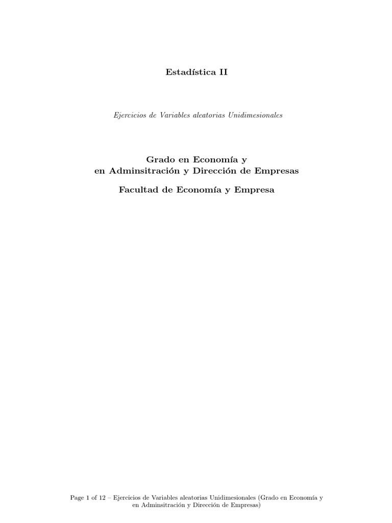 Ejercicios Tema 2 Variables Aleatorias | PDF | Variable aleatoria | Función de densidad de ...