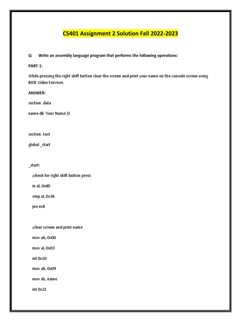 CS401 Assignment 2 Solution Fall 2022 PDF | PDF CS401 Assignment 2 Solution Fall 2022 PDF | PDF