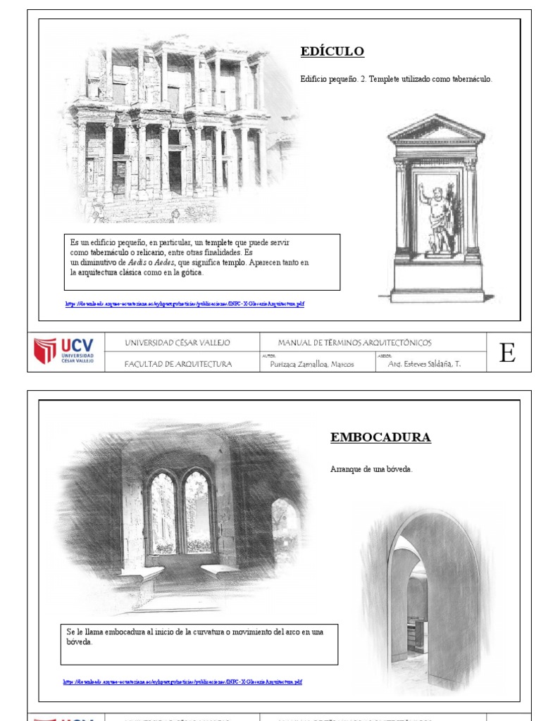 Glosario Arquitectónico (E) | PDF | Columna | Ingeniería de Edificación