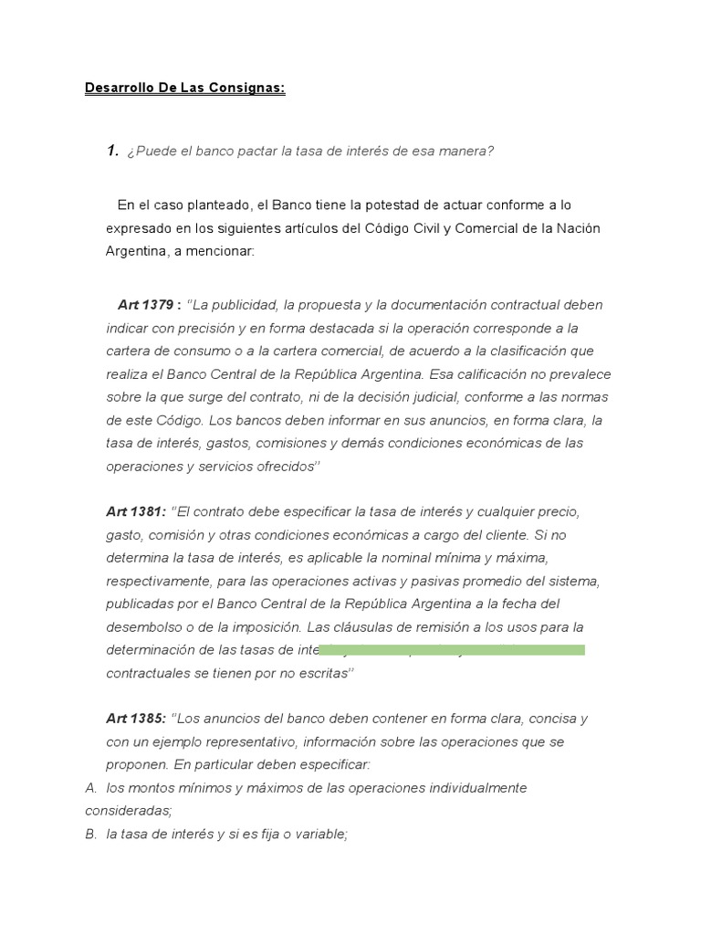 Trabajo Practico 2 Derecho Bancario | PDF | Interés | Bancos