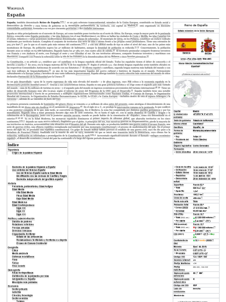 España - Wikipedia, La Enciclopedia Libre | PDF | España