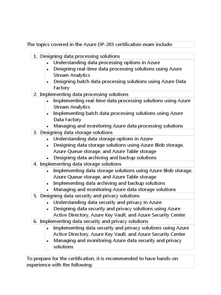Azure DP-203 Exam Preparation Guide | PDF | Microsoft Azure | Databases