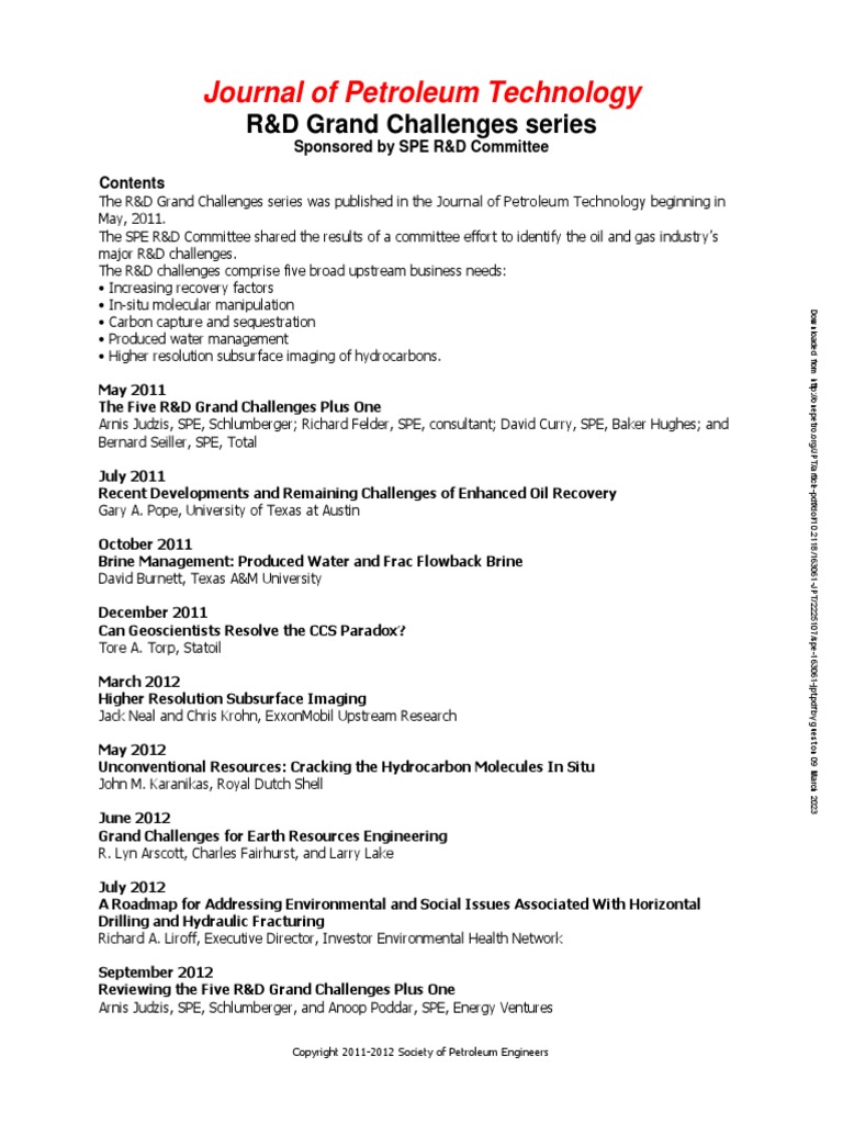 Spe 163061 JPT | PDF | Enhanced Oil Recovery | Petroleum Reservoir