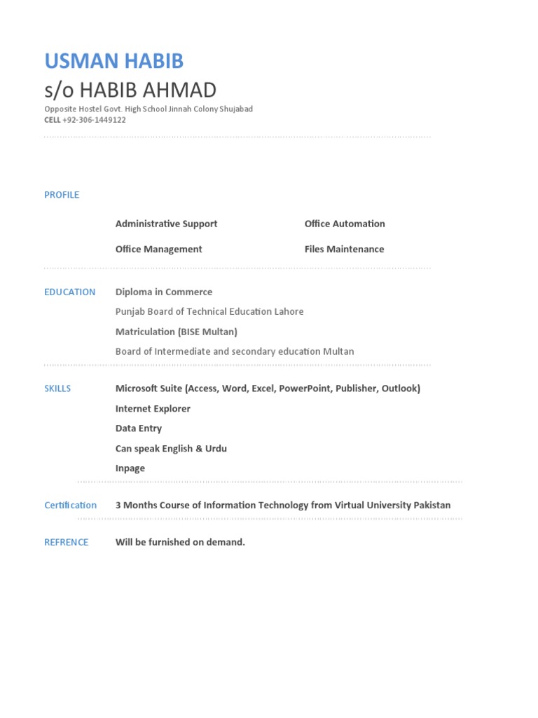 CV Usman Habib | PDF