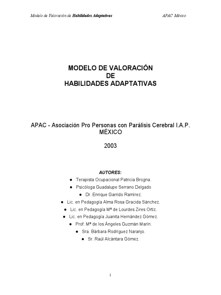Habilidades Adaptativas (APAC México) | PDF | Inteligencia | Invalidez