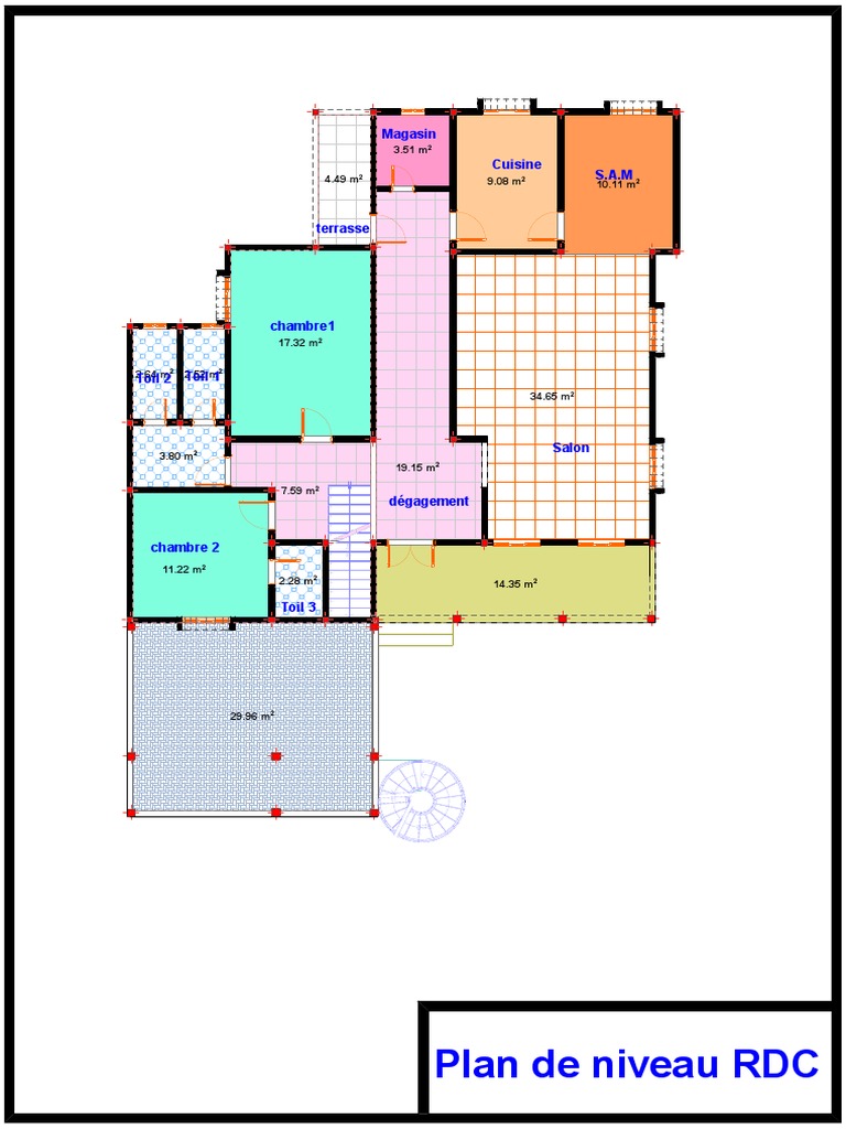Plan de maison R+1 avec cotation | PDF