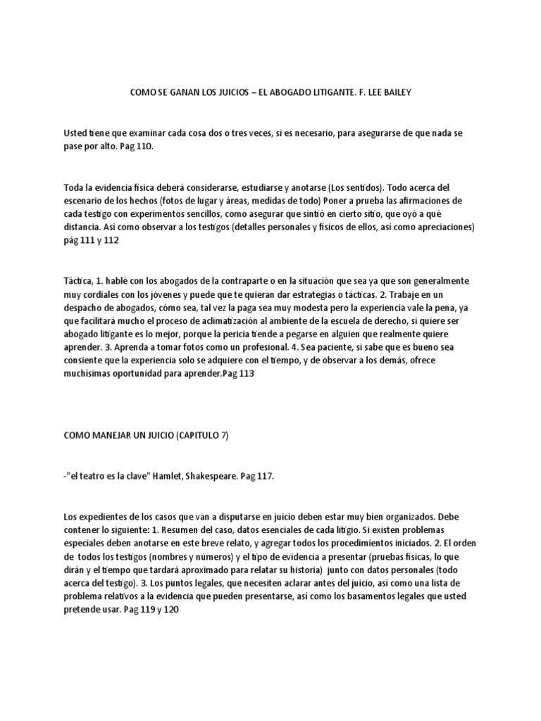 Como Se Ganan Los Juicios. Informe | PDF | Testigo | Verdad