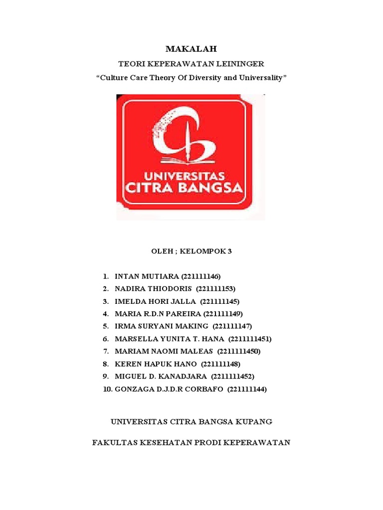 Teori Keperawatan Leininger: Budaya dan Perawatan | PDF