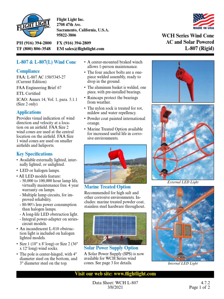 L807 WCH Series Wind Cone Rigid | PDF | Solar Panel | Electrical ...