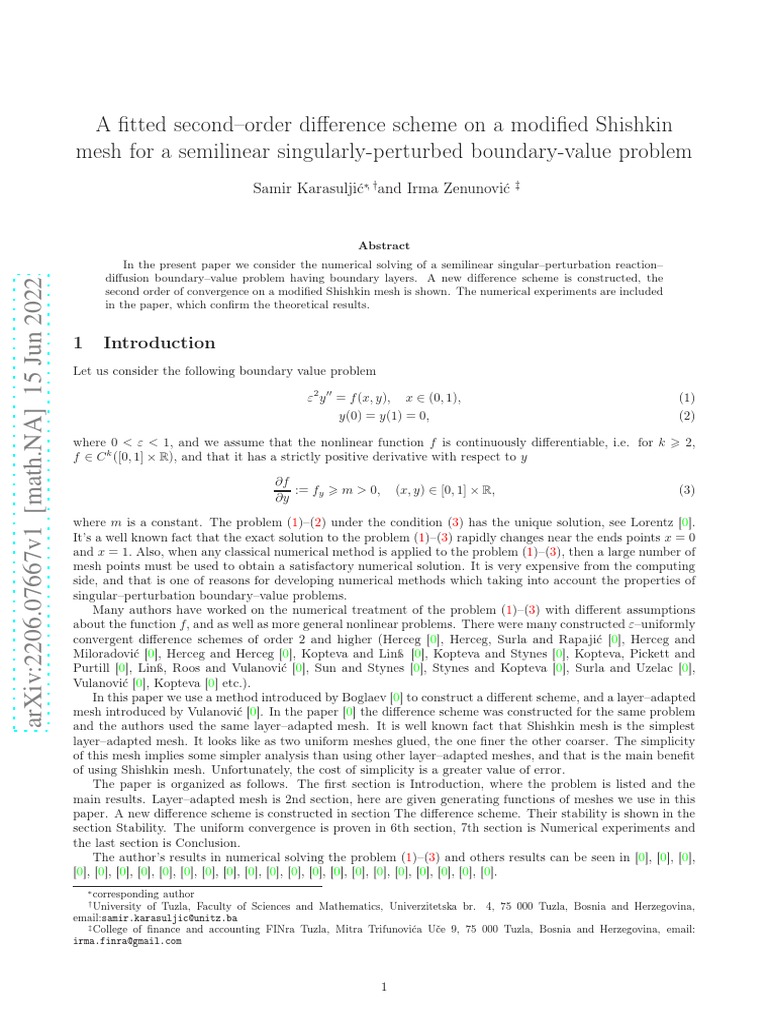 A Fitted Second-Order Difference Scheme On A Modified Shishkin Mesh For A Semilinear Singularly ...