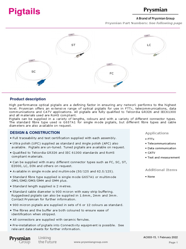 AC003 Pigtails PDF | PDF | Information And Communications Technology | Electrical Engineering