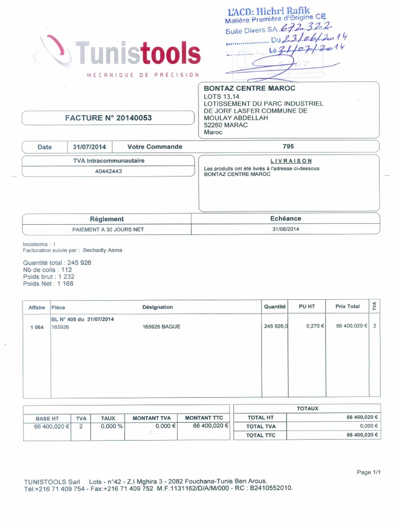 Facture 20140053 | PDF