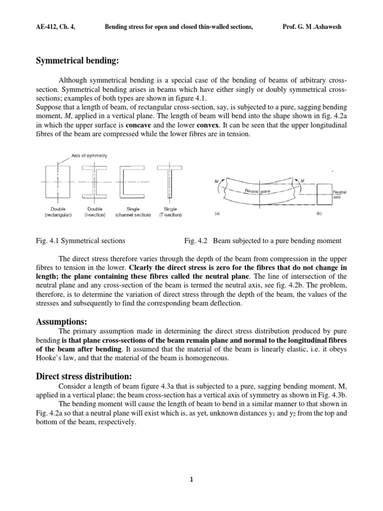 CH4. Stresses Due To M For Open and Closed Thin-Waslled Sections PDF | PDF | Bending | Beam ...