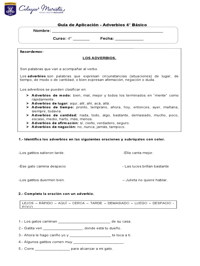 guia de adverbios.docx | PDF | Adverbio