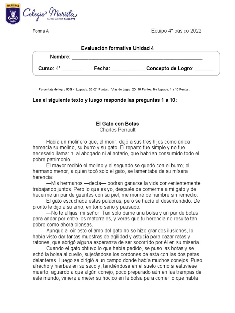 Leng4b U4 Ev A | PDF | Léxico | Gatos