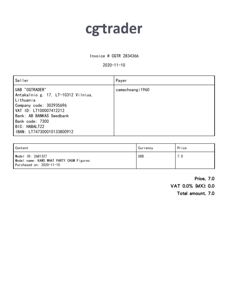Invoice CGT 2834366 2020-11-10 | PDF