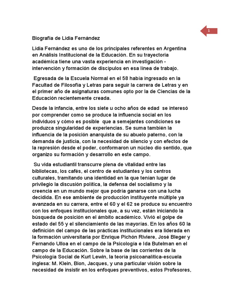Biografía de Lidia Fernández | PDF | Sicología