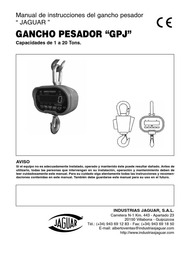 Manual Ganchos Pesadores GPJ | PDF | Contraseña | Control remoto